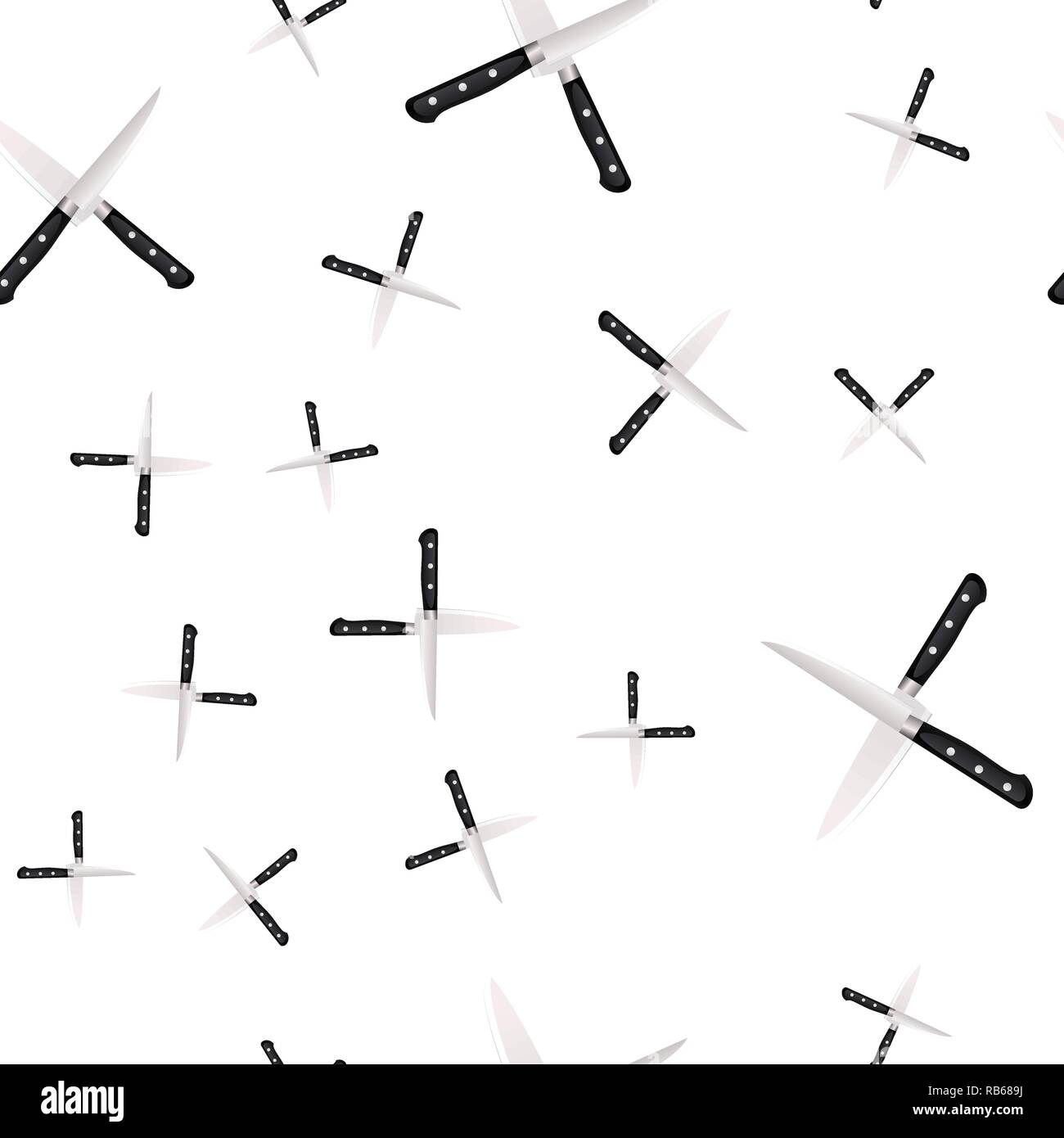 Seamless pattern of kitchen knives on a white background. Vector ...