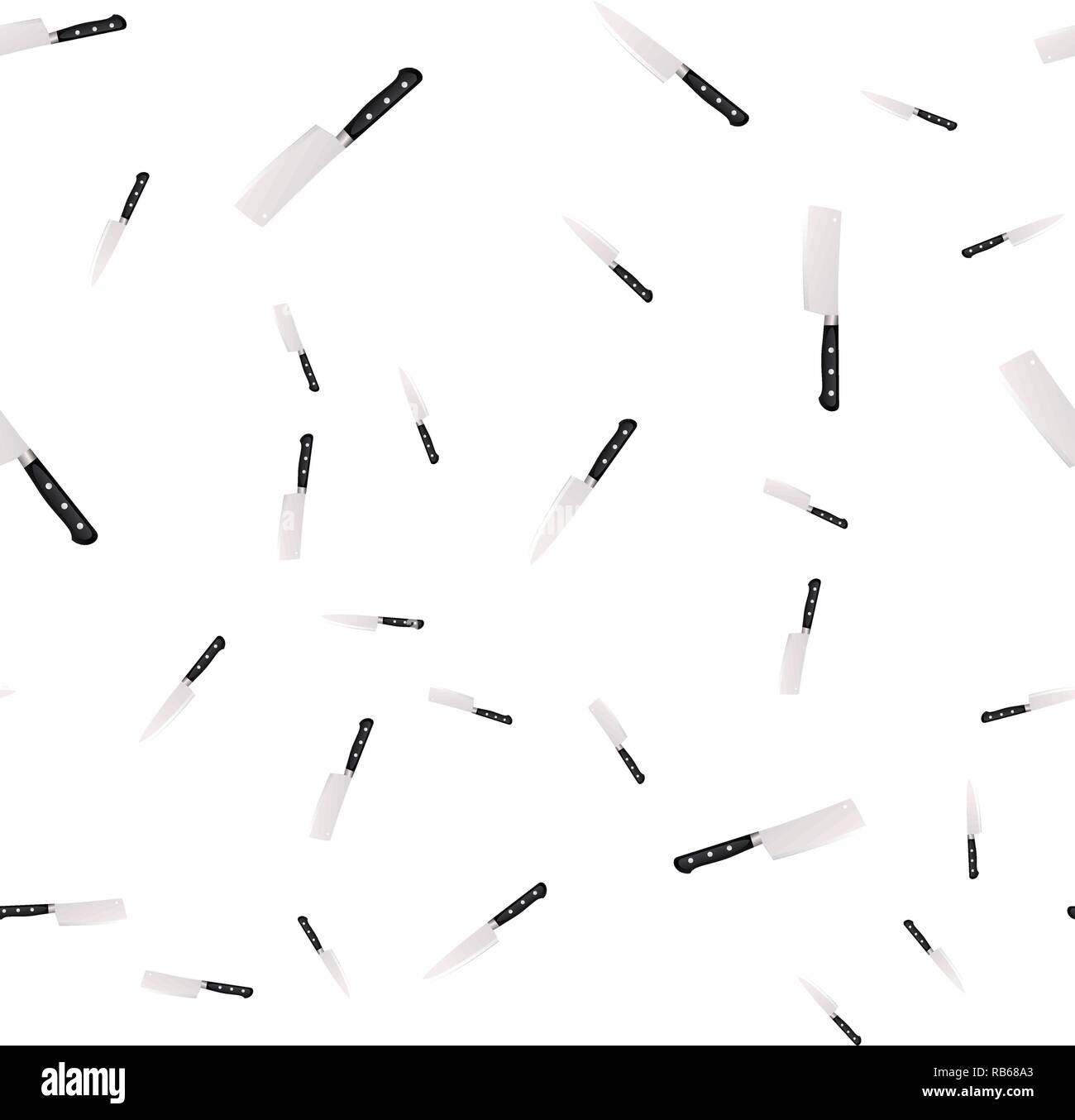 Seamless pattern of kitchen knives on a white background. Vector ...