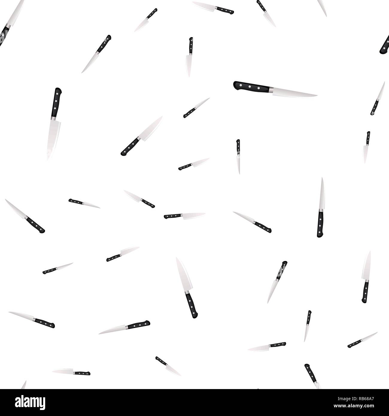 Seamless pattern of kitchen knives on a white background. Vector ...