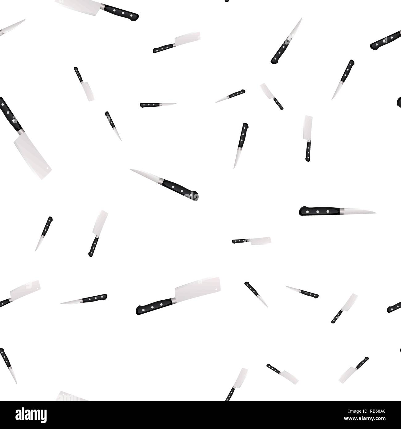 Seamless pattern of kitchen knives on a white background. Vector ...