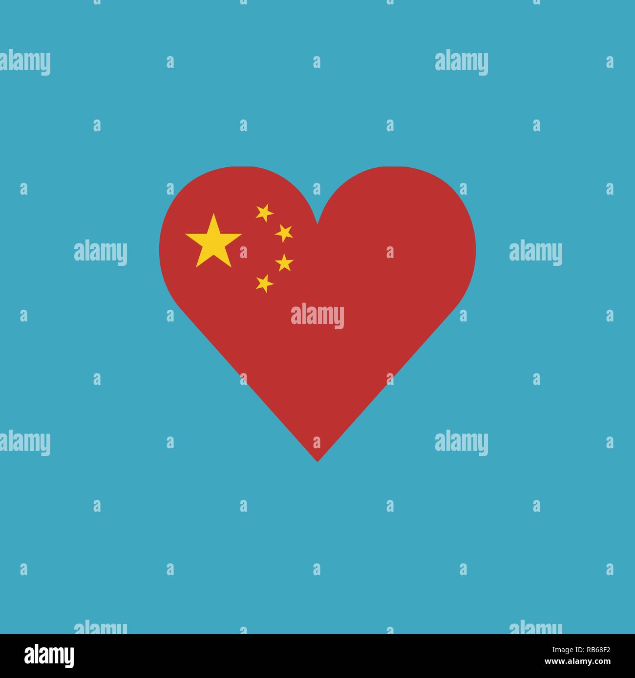 China flag icon in a heart shape in flat design. Independence day or ...