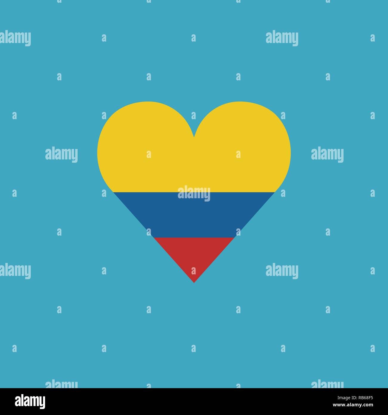 Colombia flag icon in a heart shape in flat design. Independence day or ...