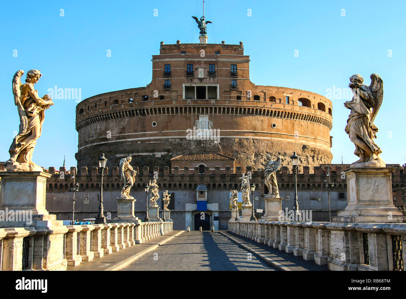 Saint Angel Castle and Saint Angel bridge in Rome,Italy Stock Photo - Alamy