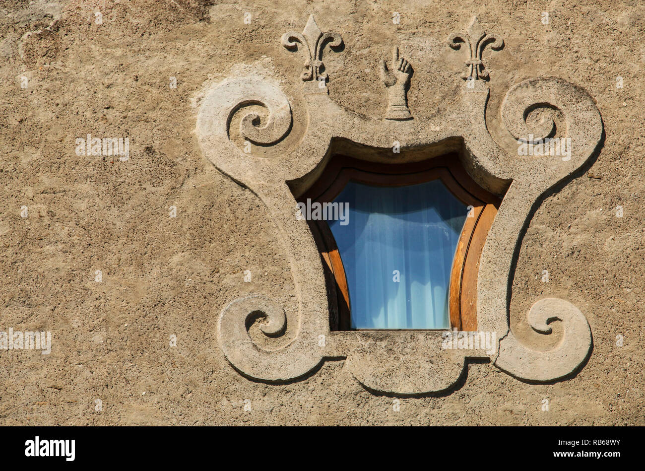 a hexagonal window in one of the houses of Rome, Italy Stock Photo - Alamy
