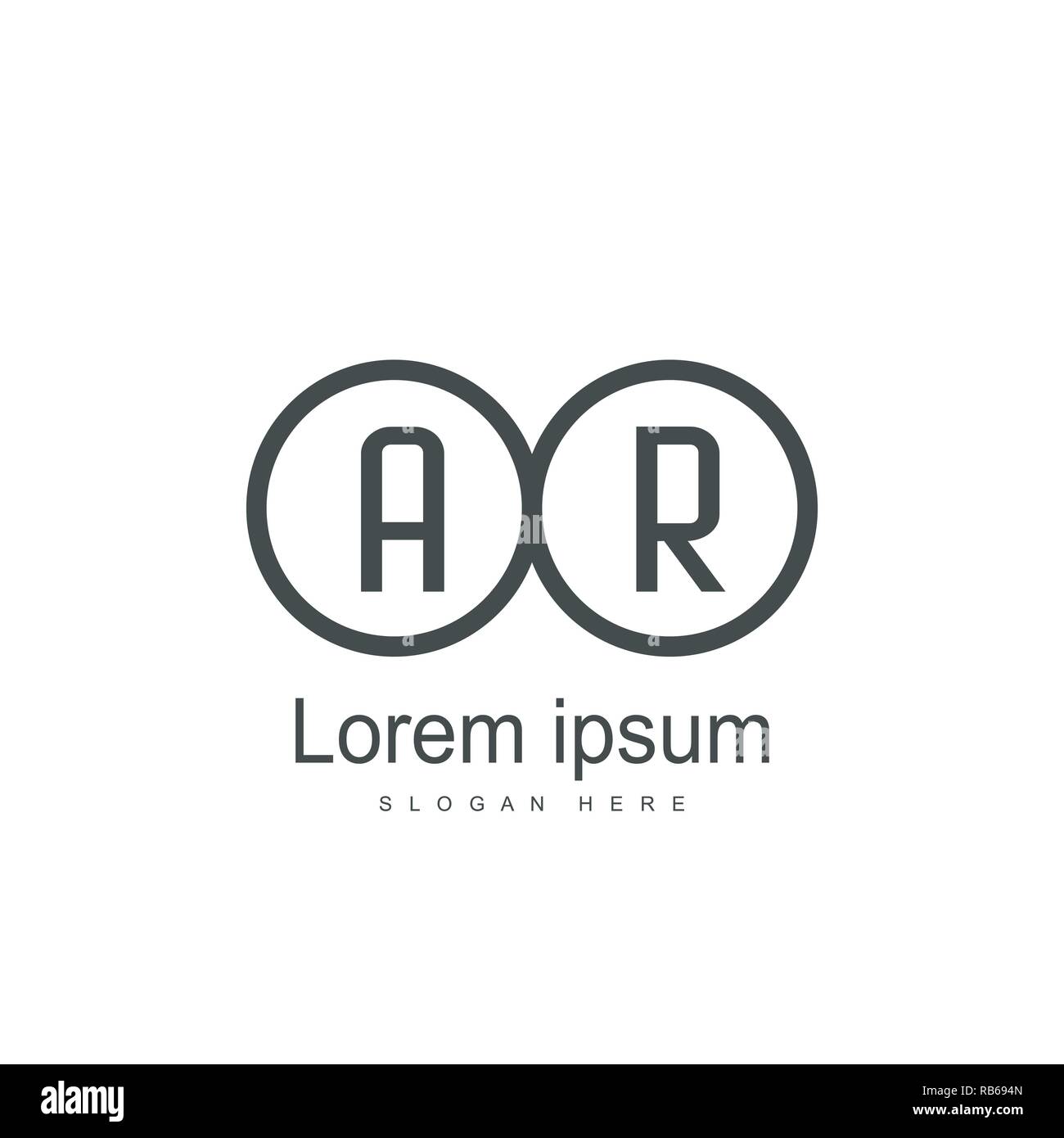 AR Letters Logo Design. Simple and Creative Black Letter Concept Illustration Stock Vector Image ...