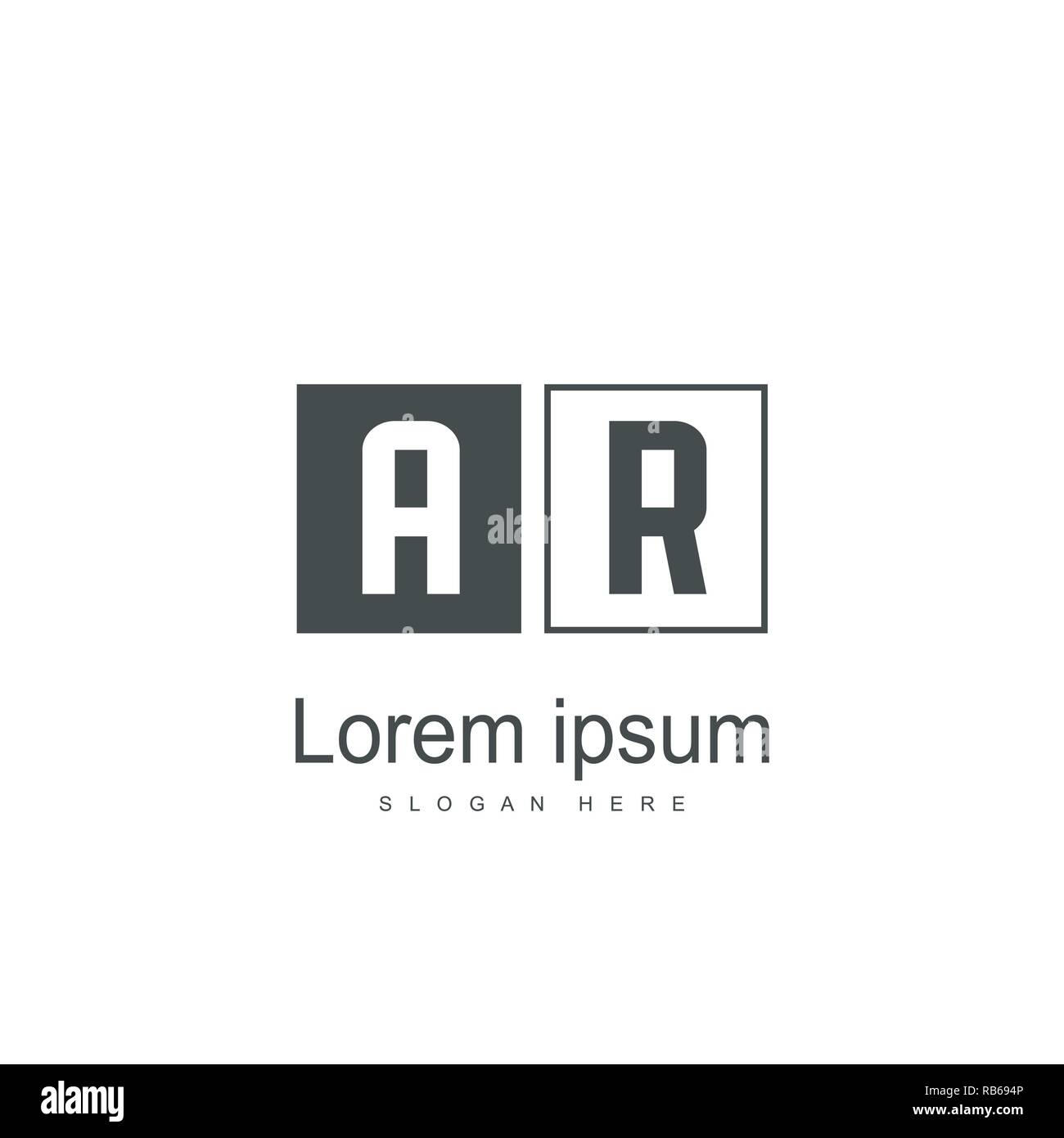 AR Letters Logo Design. Simple and Creative Black Letter Concept Illustration Stock Vector Image ...