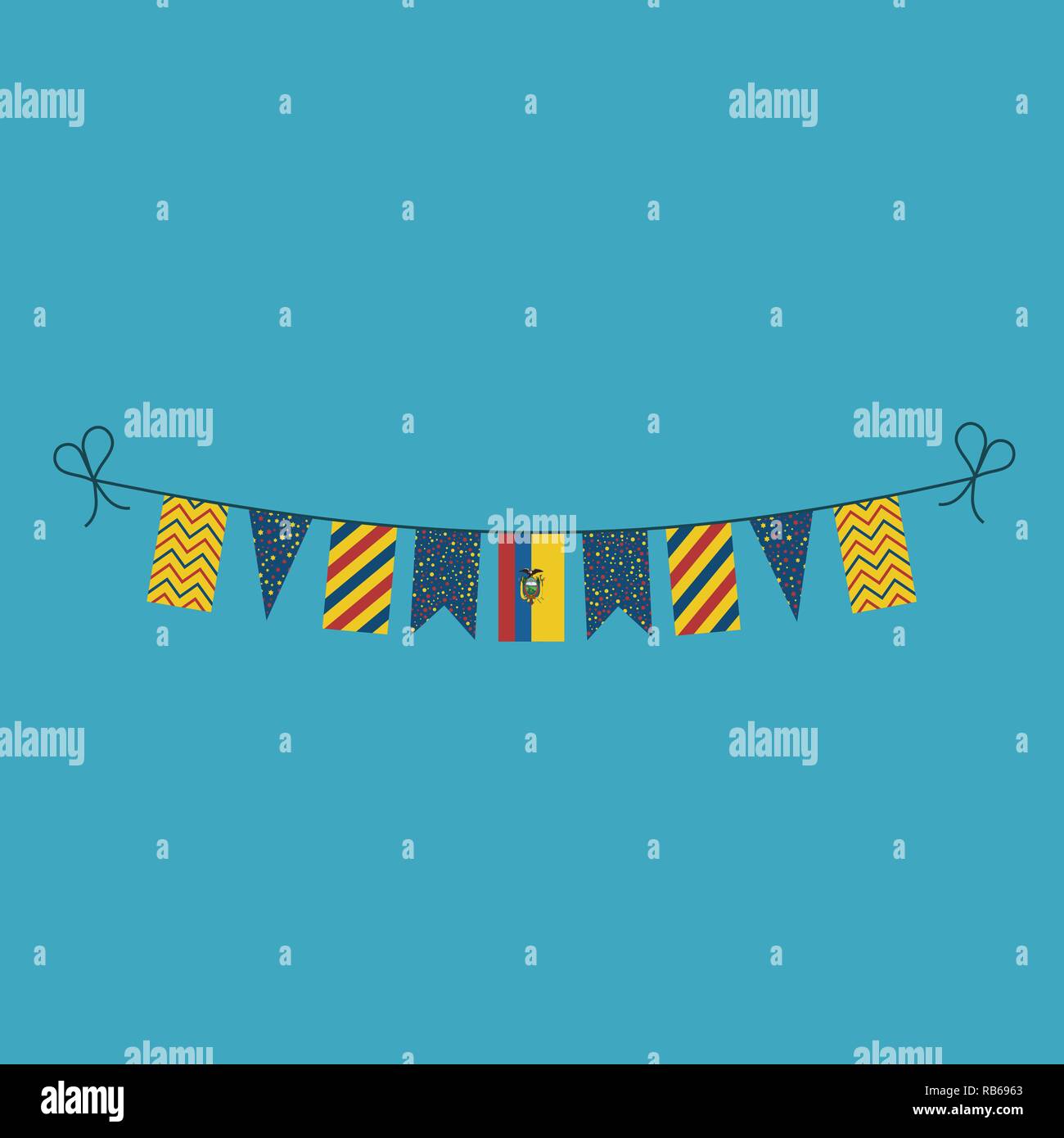 Decorations bunting flags for Ecuador national day holiday in flat ...