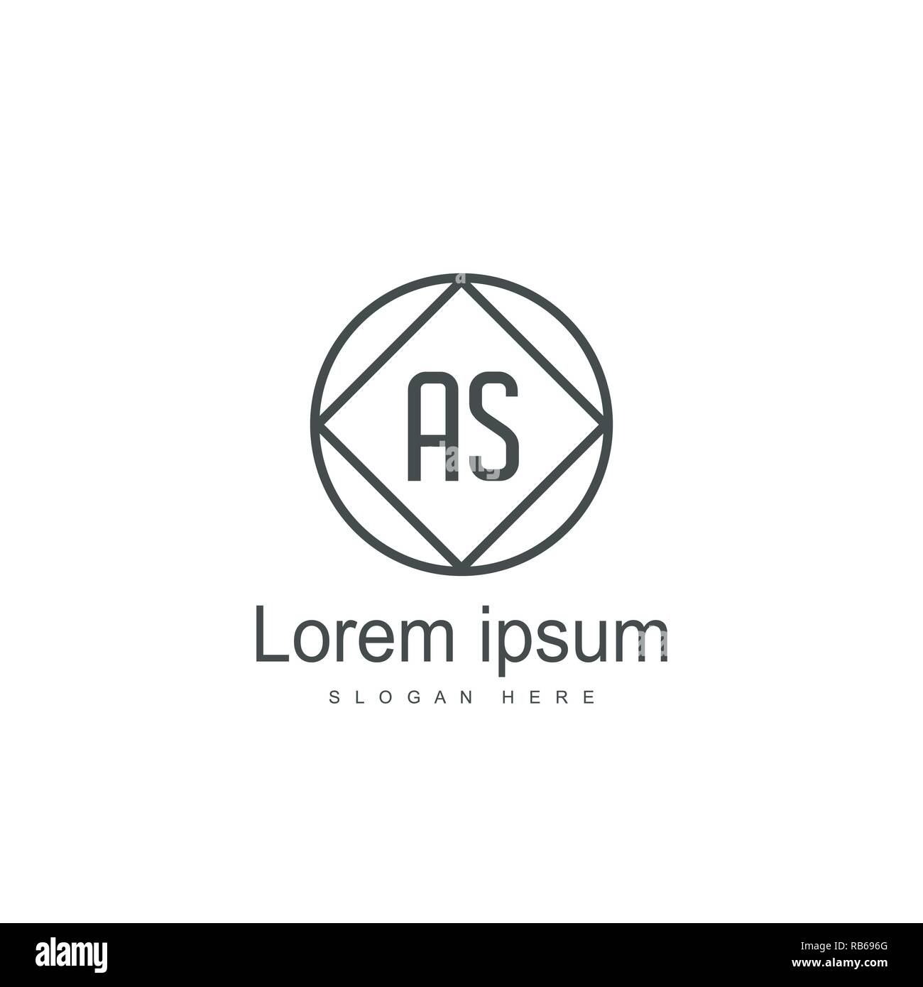AS Letters Logo Design. Simple and Creative Black Letter Concept ...