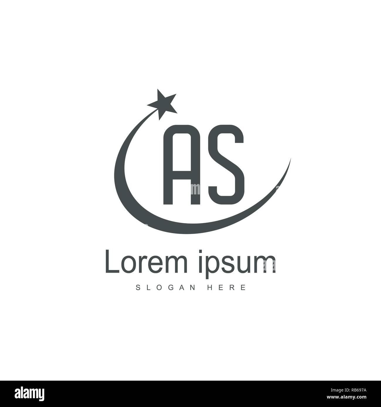 AS Letters Logo Design. Simple and Creative Black Letter Concept ...
