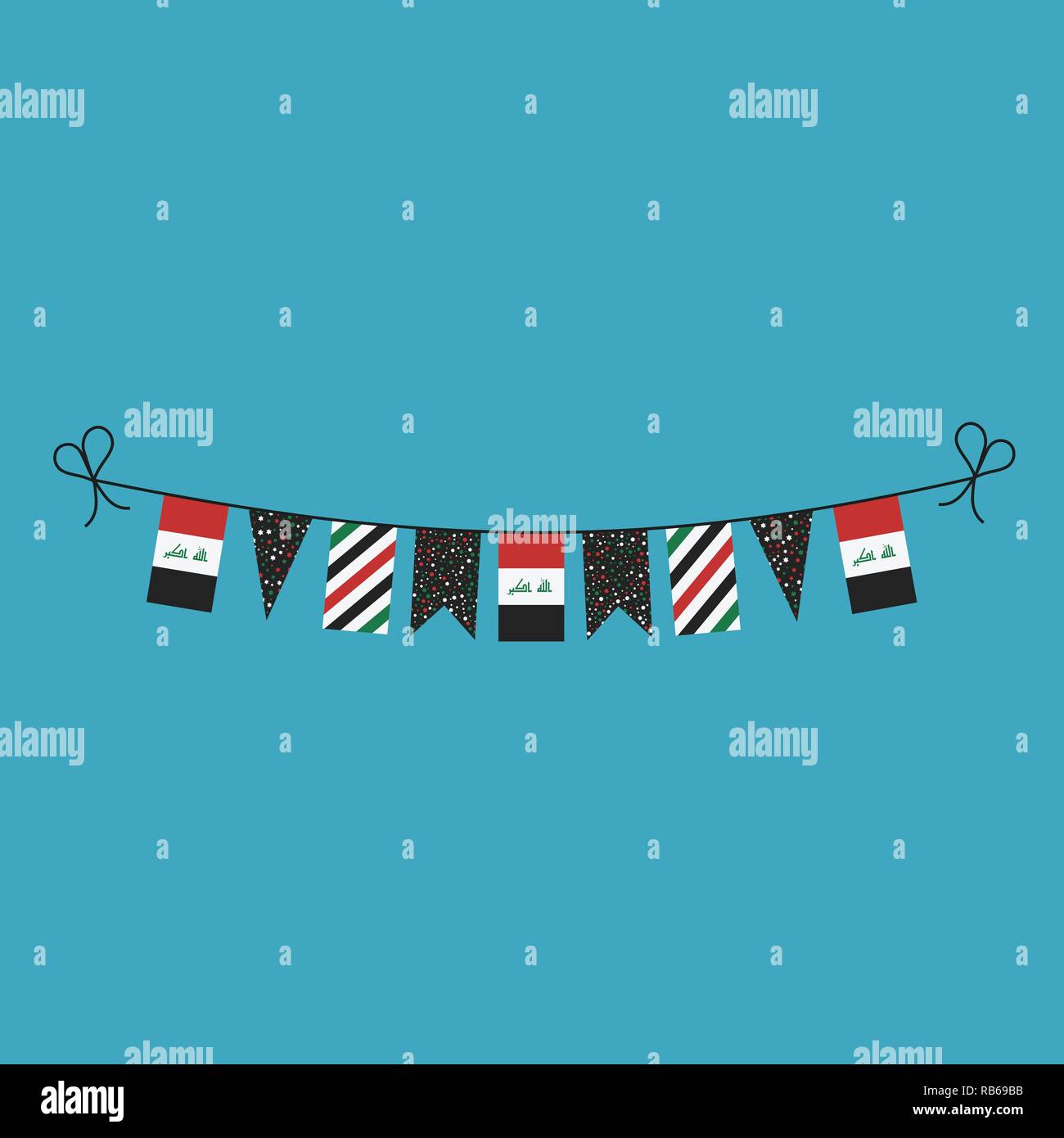 Decorations bunting flags for Iraq national day holiday in flat design ...