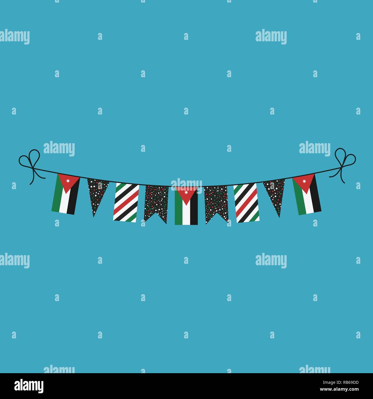 Decorations bunting flags for Jordan national day holiday in flat ...