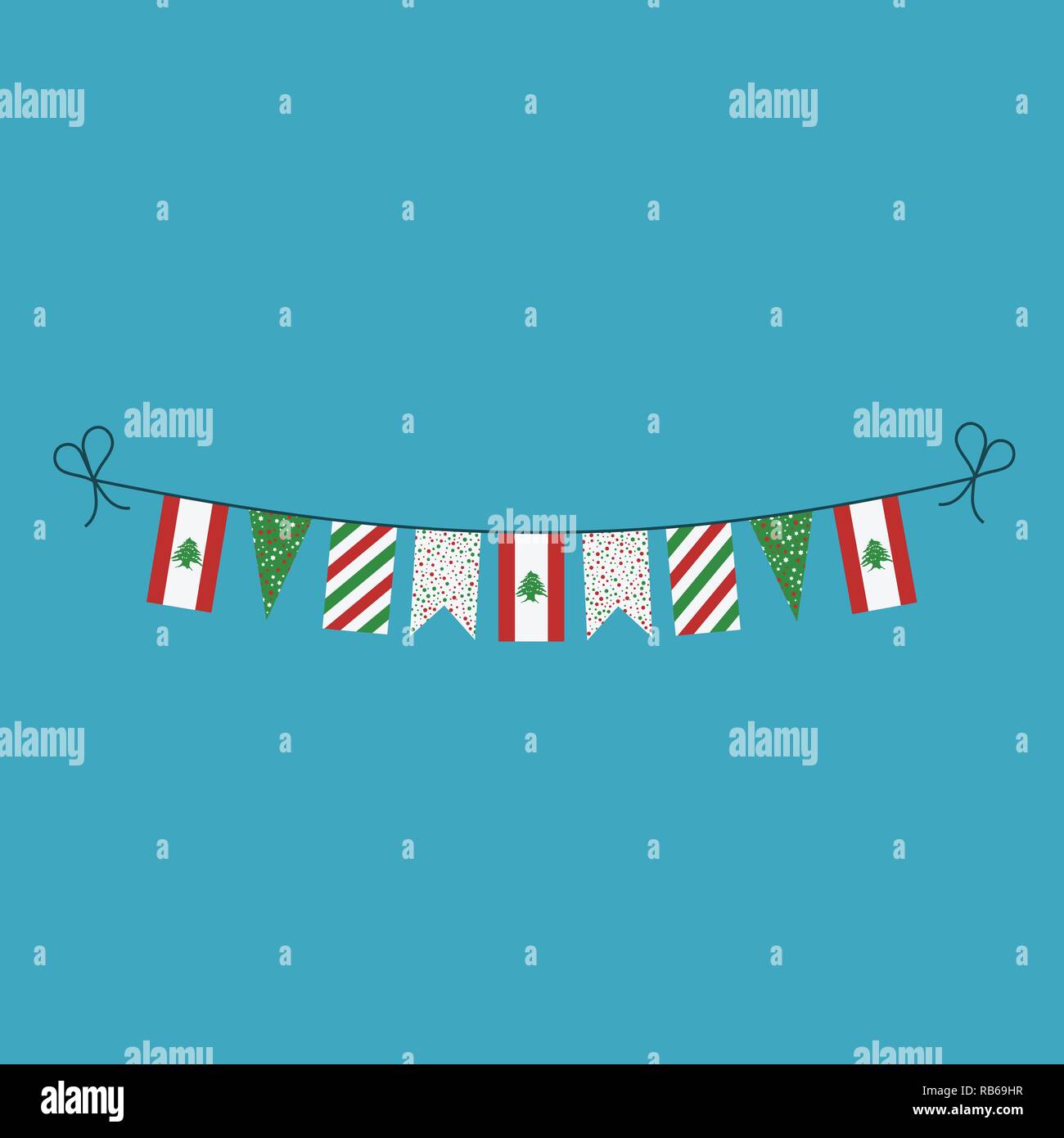 Decorations bunting flags for Lebanon national day holiday in flat ...