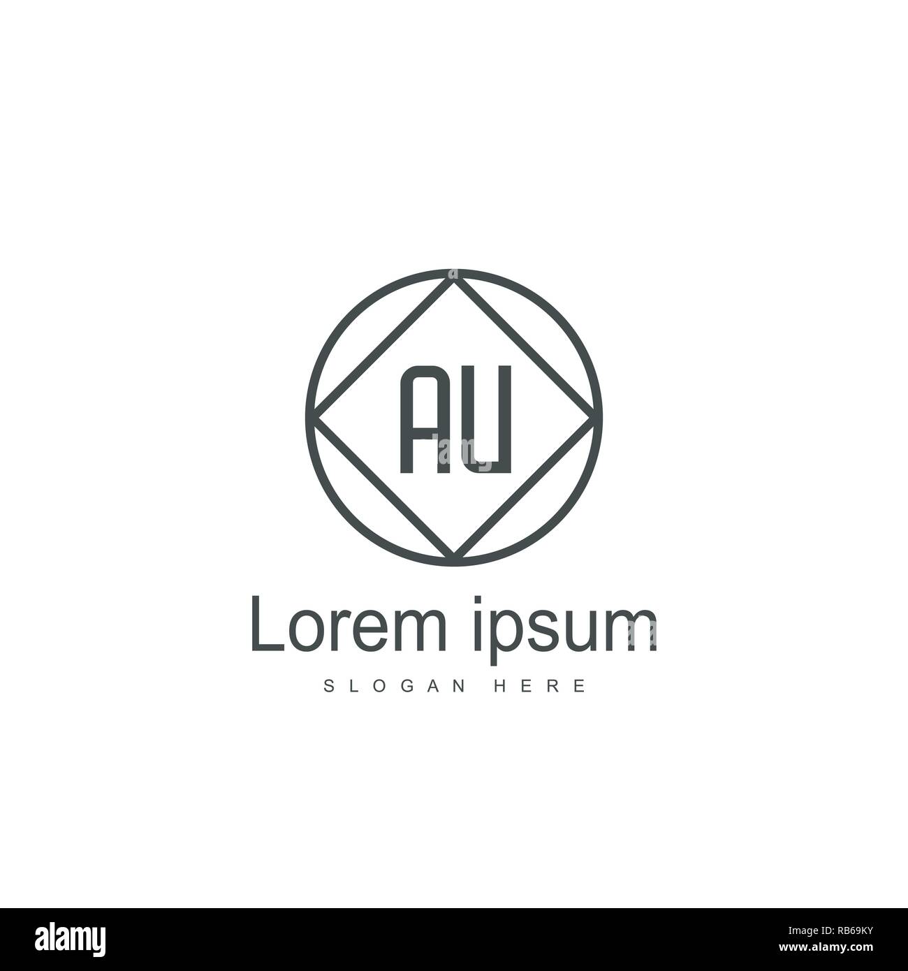 AU Letters Logo Design. Simple and Creative Black Letter Concept ...