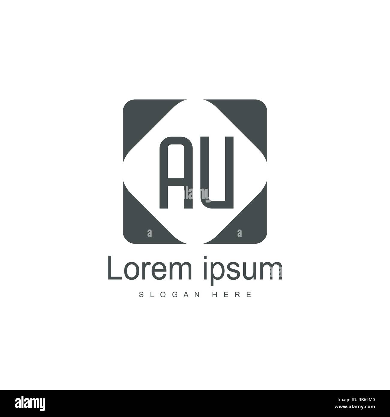 AU Letters Logo Design. Simple and Creative Black Letter Concept ...