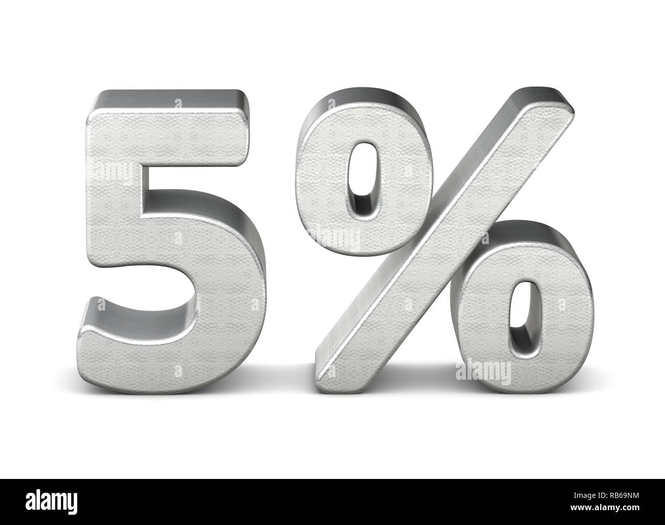 5 percent 3d rendering silver structure Stock Photo - Alamy