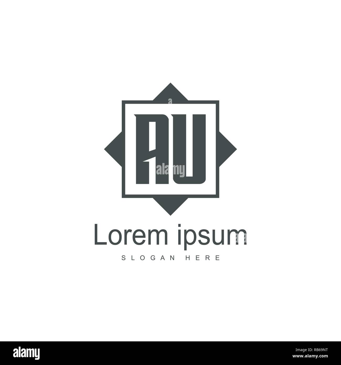 AU Letters Logo Design. Simple and Creative Black Letter Concept ...