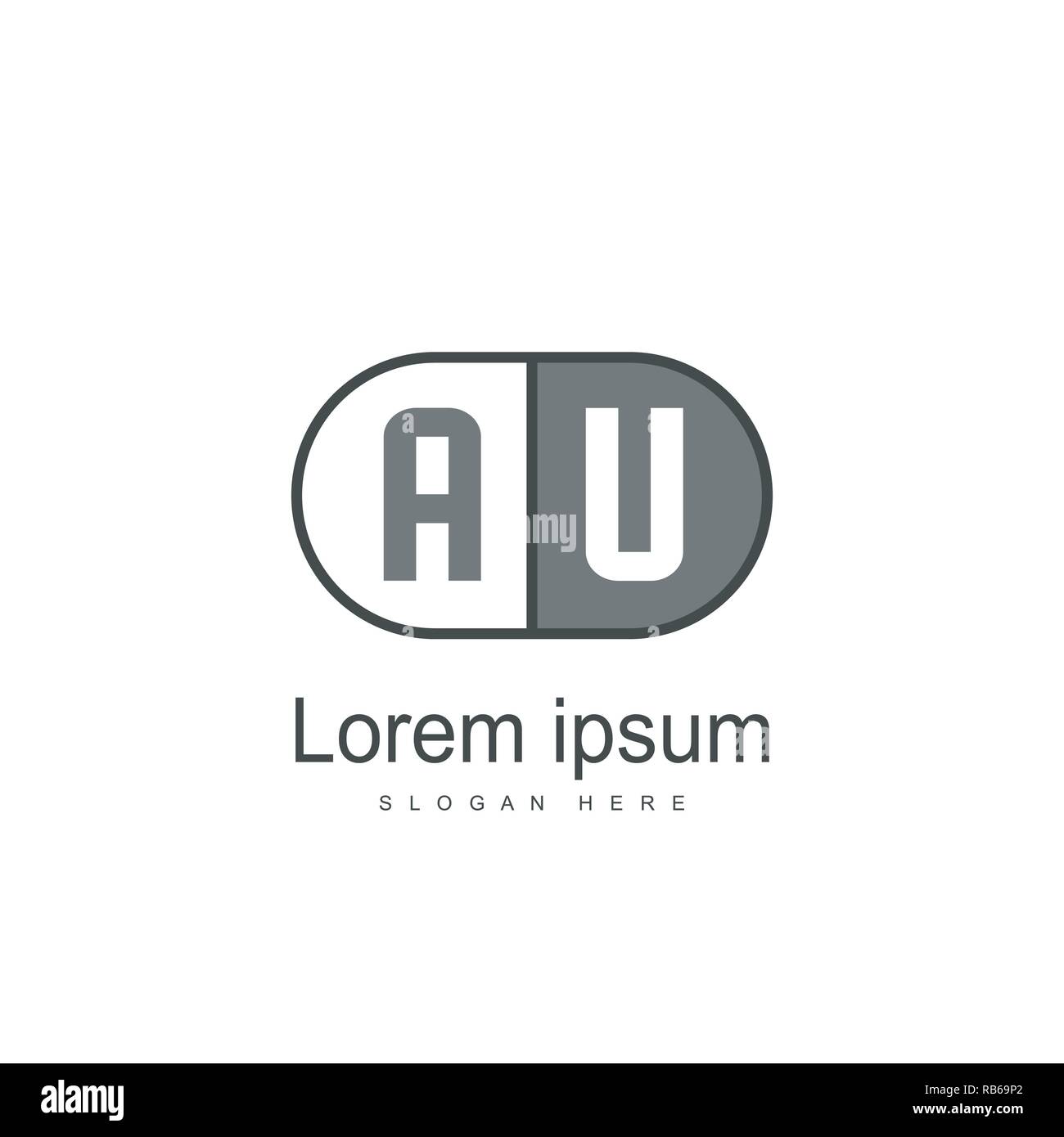 AU Letters Logo Design. Simple and Creative Black Letter Concept ...