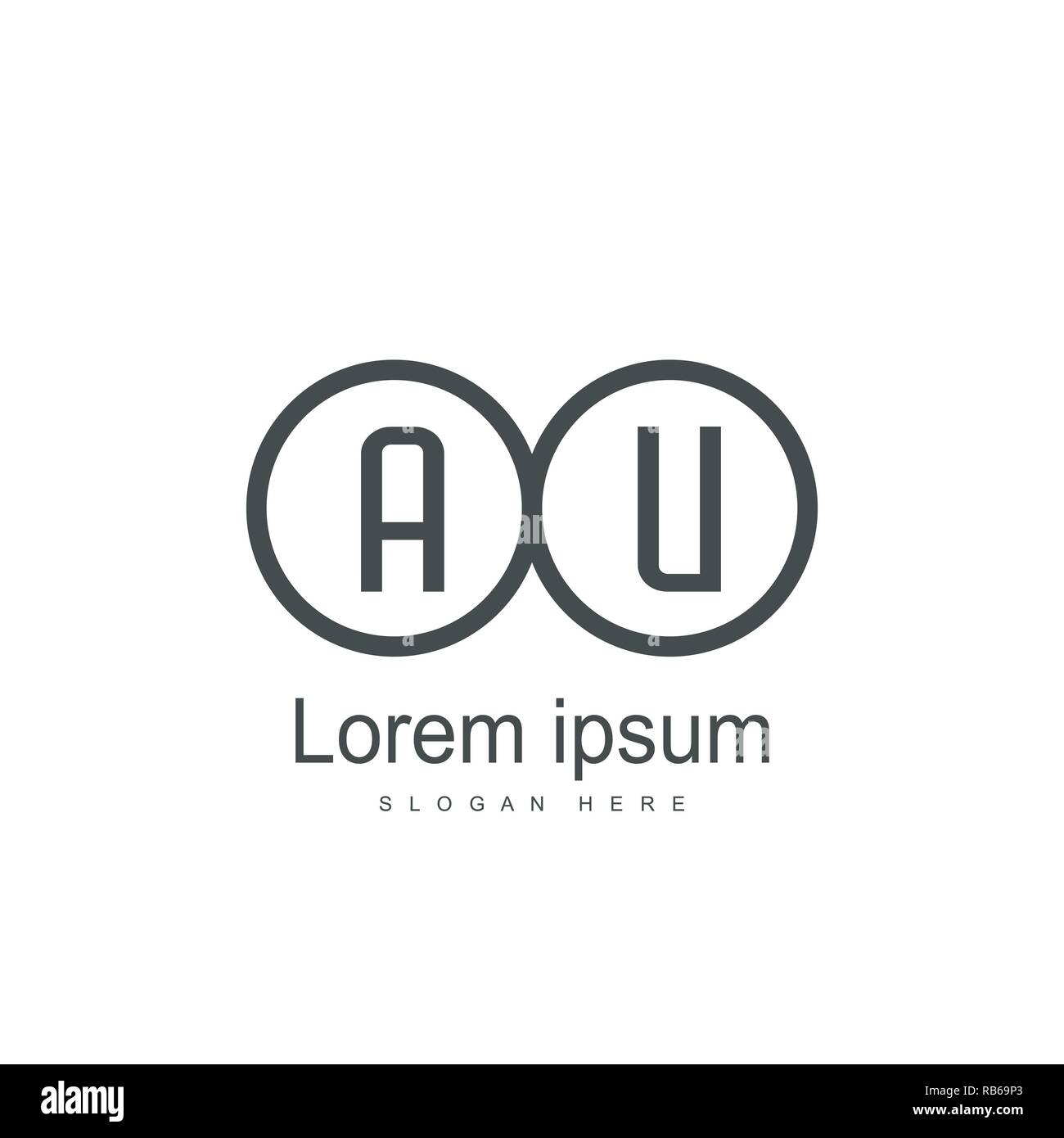 AU Letters Logo Design. Simple and Creative Black Letter Concept ...