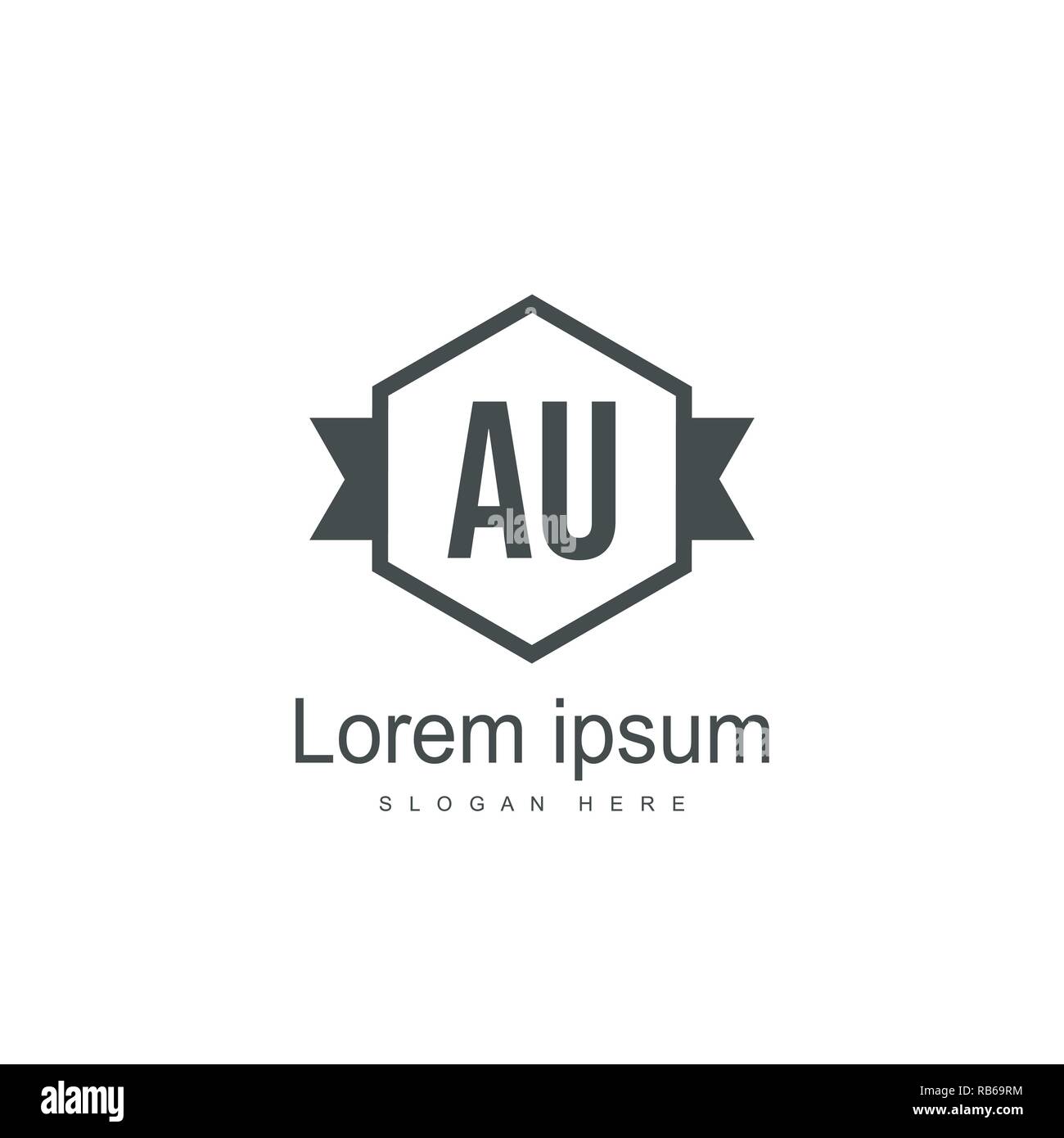 AU Letters Logo Design. Simple and Creative Black Letter Concept ...