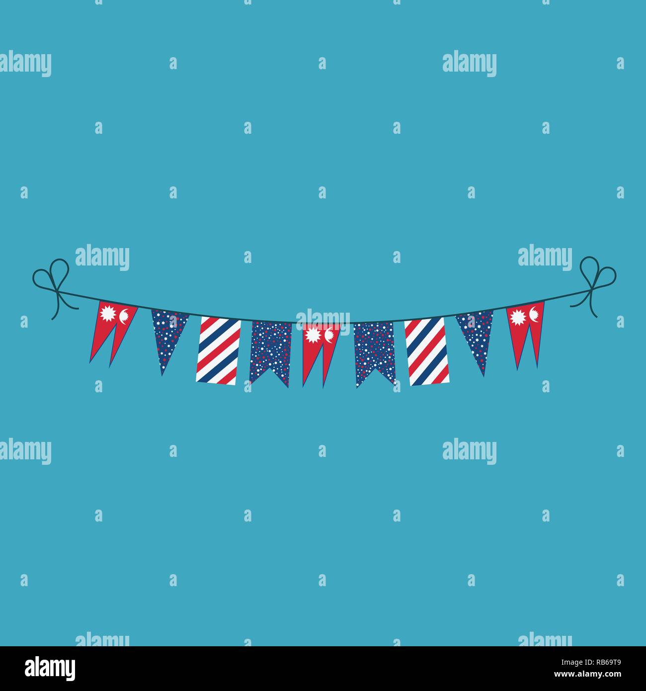 Decorations bunting flags for Nepal national day holiday in flat design ...