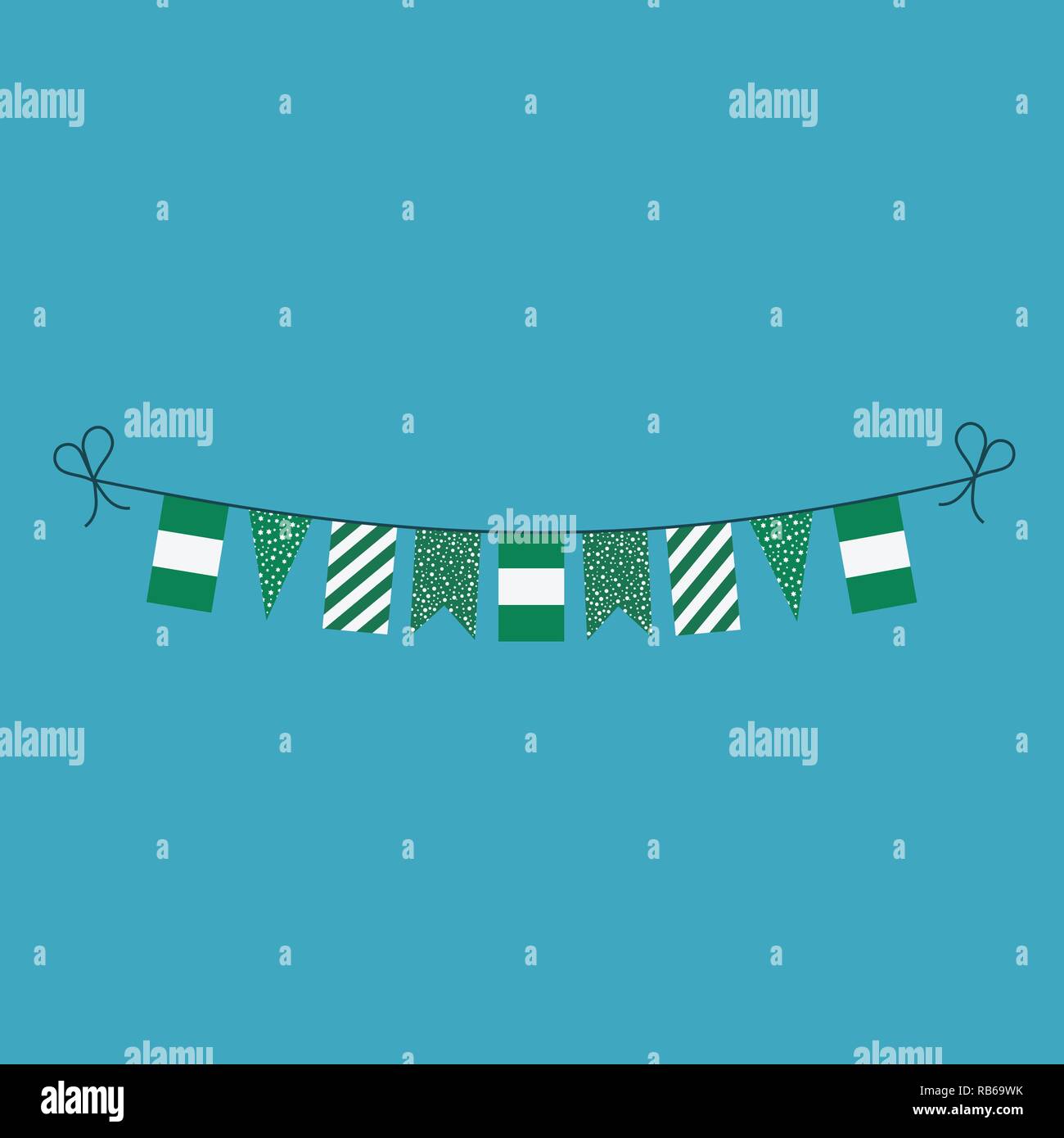 Decorations bunting flags for Nigeria national day holiday in flat ...