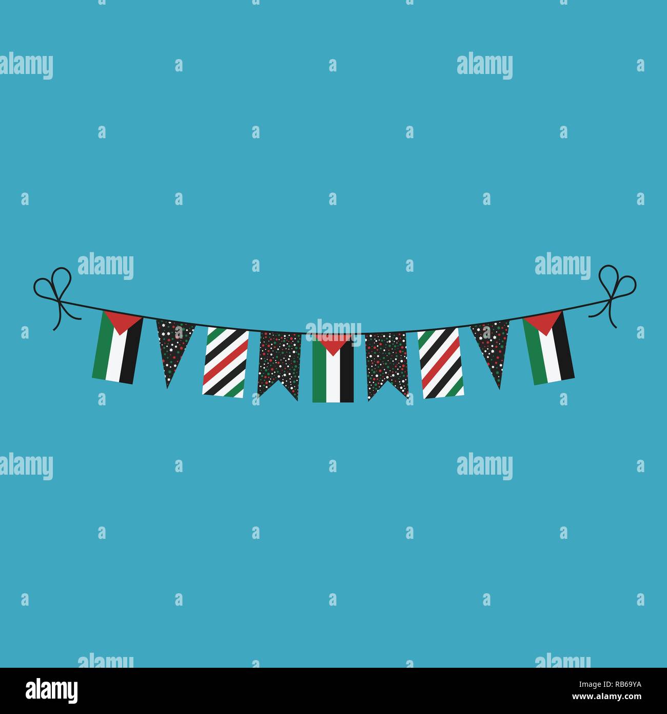 Decorations bunting flags for Palestine national day holiday in flat ...