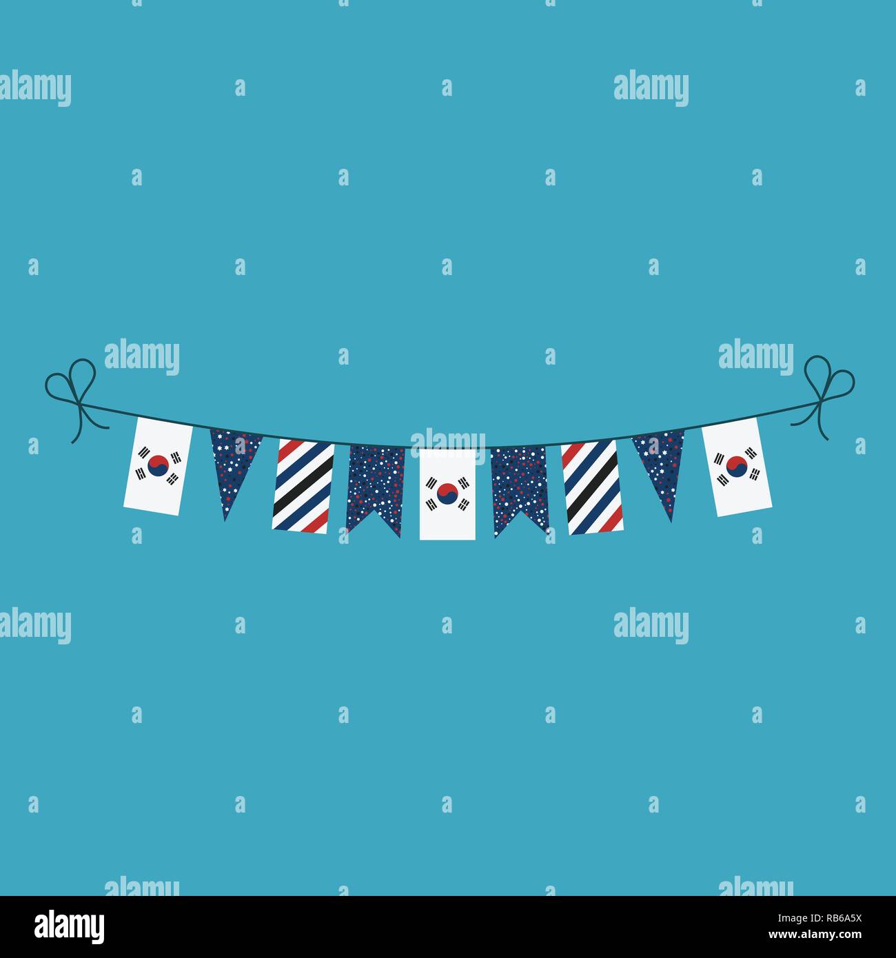 Decorations bunting flags for South Korea national day holiday in flat ...