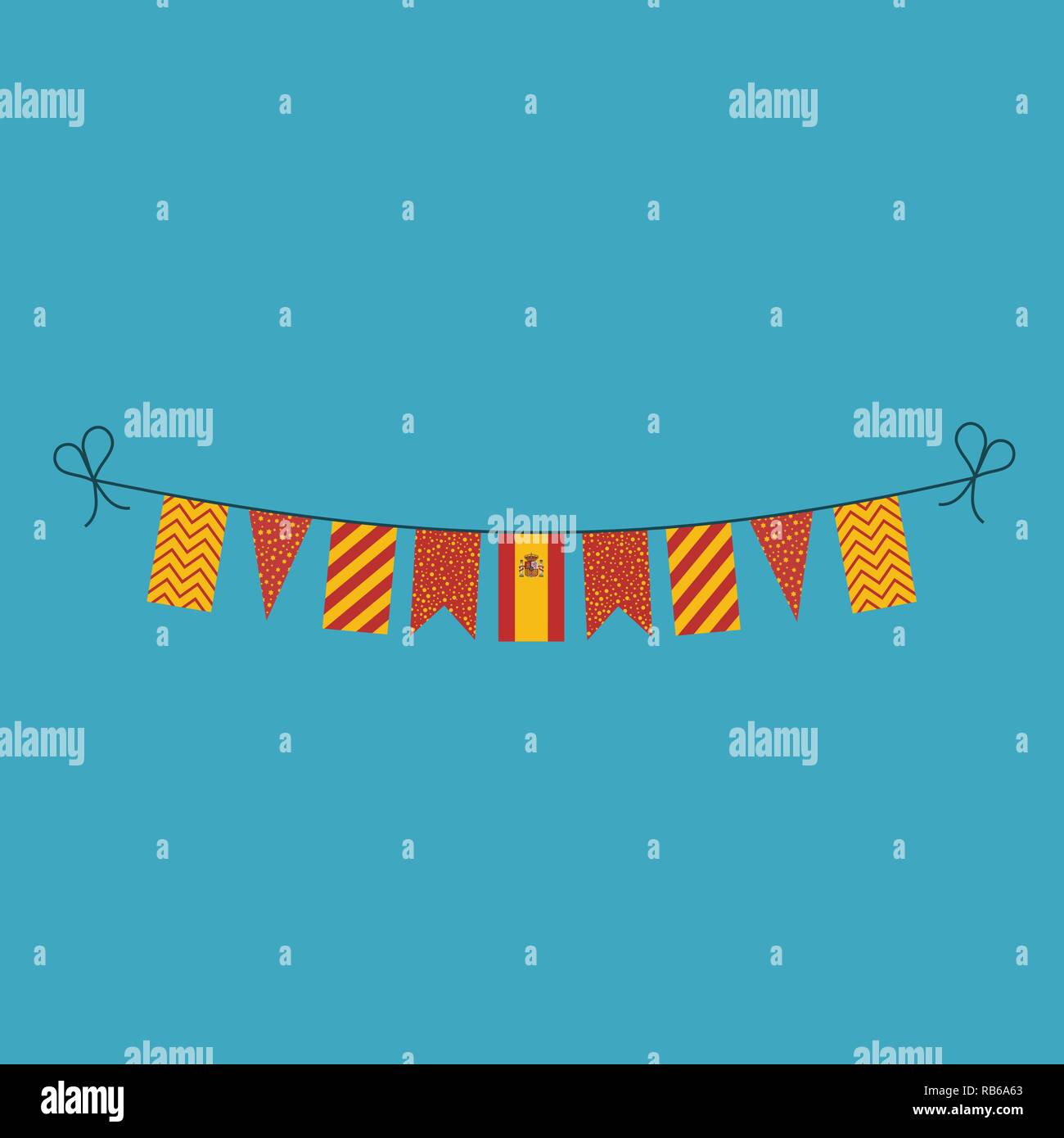 Decorations bunting flags for Spain national day holiday in flat design ...