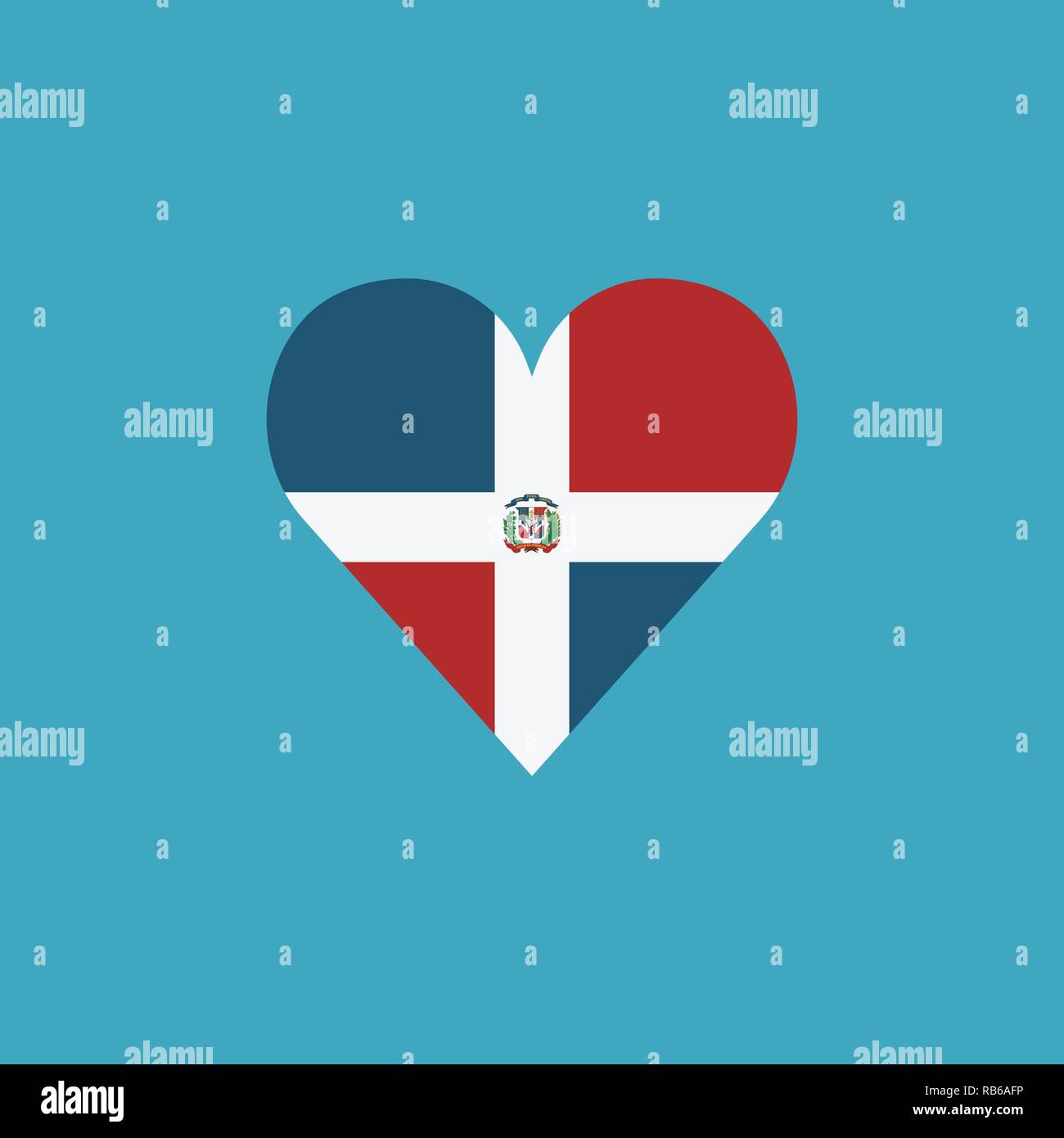 Dominican Republic flag icon in a heart shape in flat design ...