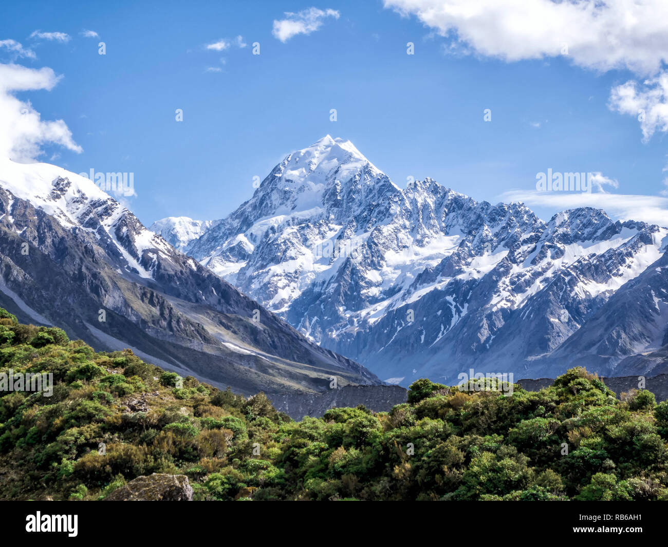Sealy Tarns Track view, Aoraki, Mount Cook, New Zealand, NZ Stock Photo ...