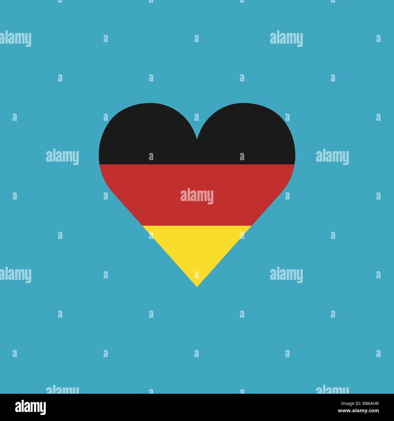 Germany flag icon in a heart shape in flat design. Independence day or ...