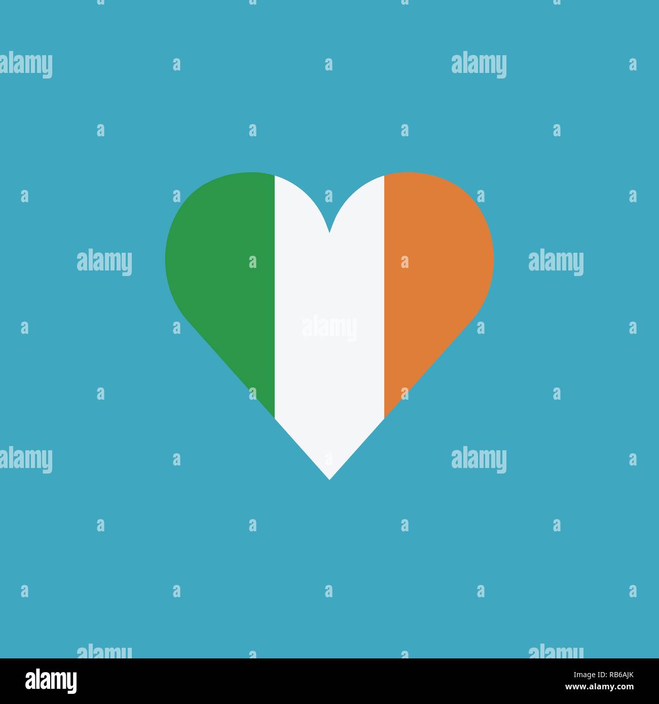 Ireland flag icon in a heart shape in flat design. Independence day or ...