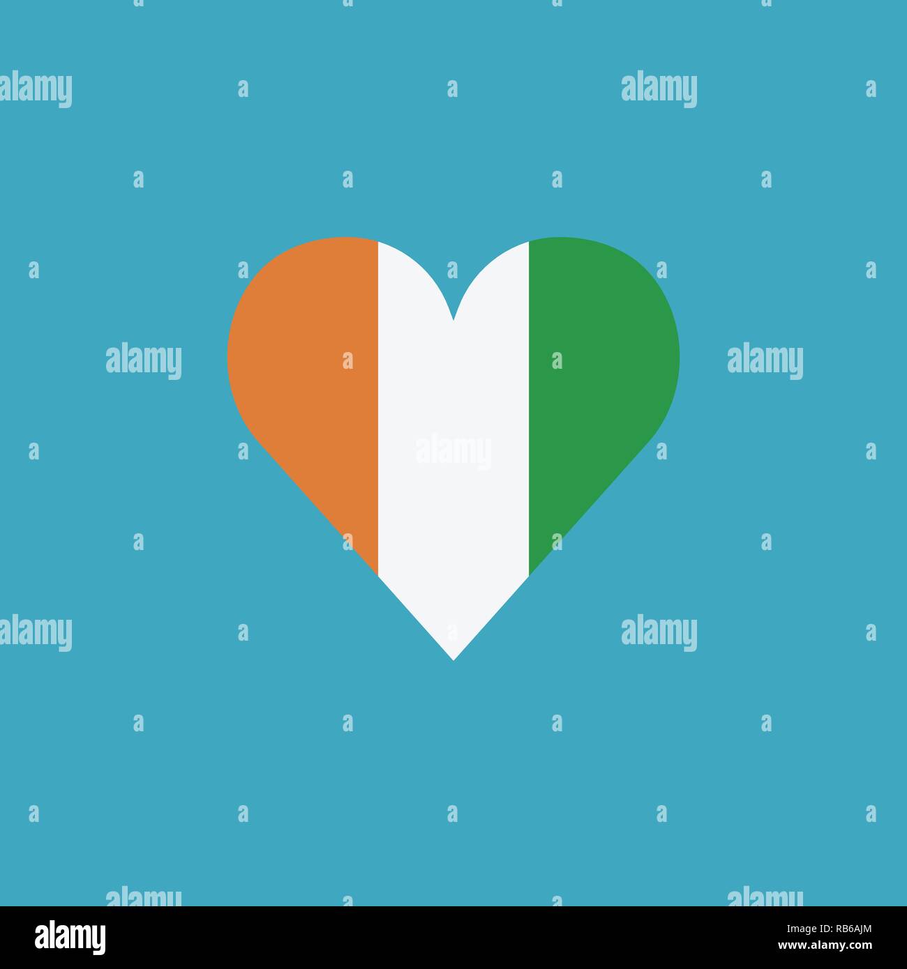 Ivory Coast flag icon in a heart shape in flat design. Independence day ...