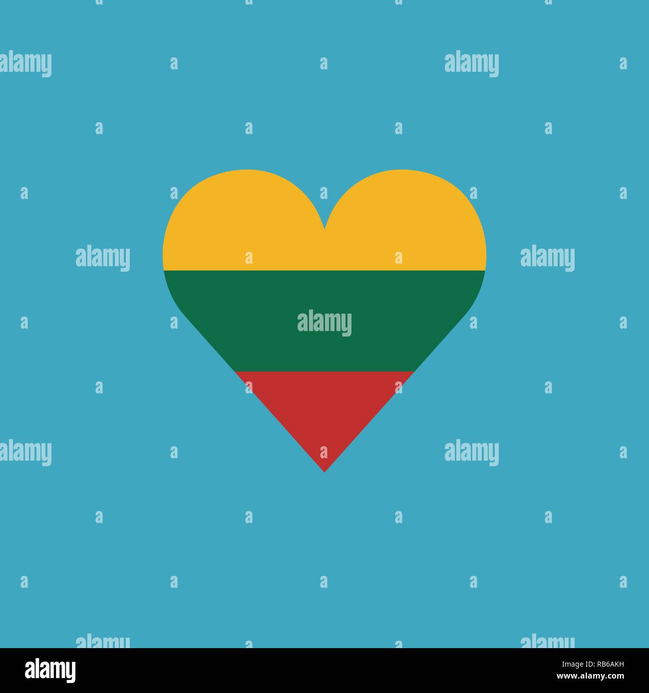 Lithuania flag icon in a heart shape in flat design. Independence day ...