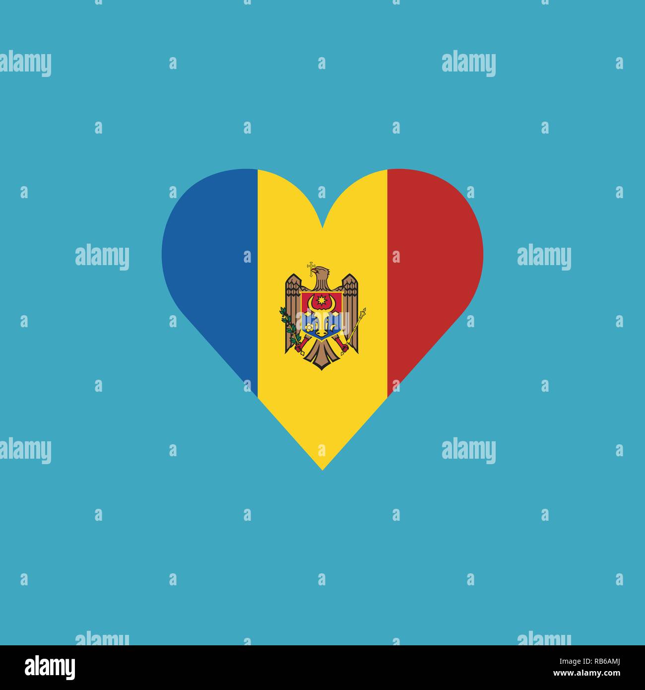 Moldova flag icon in a heart shape in flat design. Independence day or ...