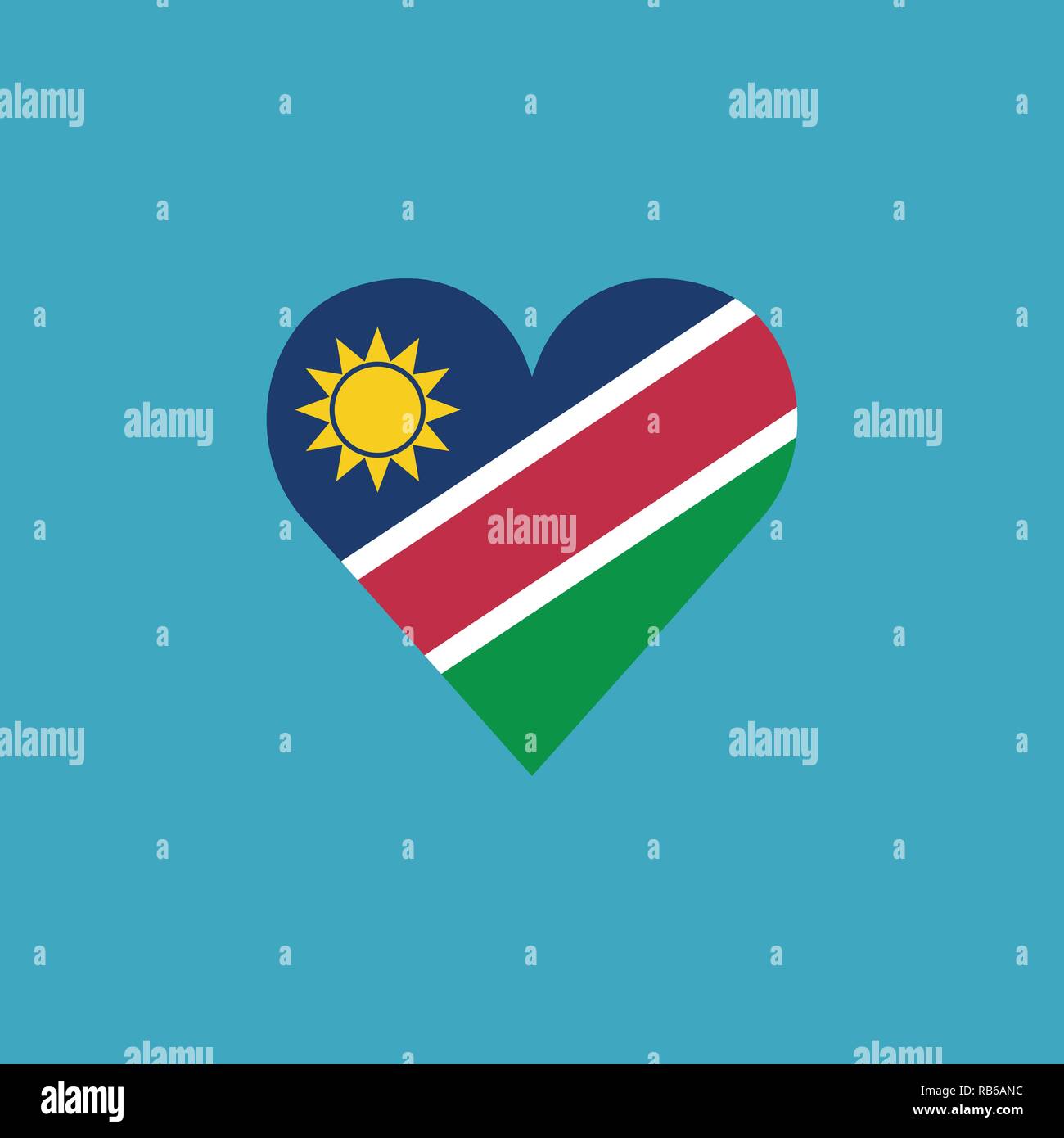 Namibia flag icon in a heart shape in flat design. Independence day or ...