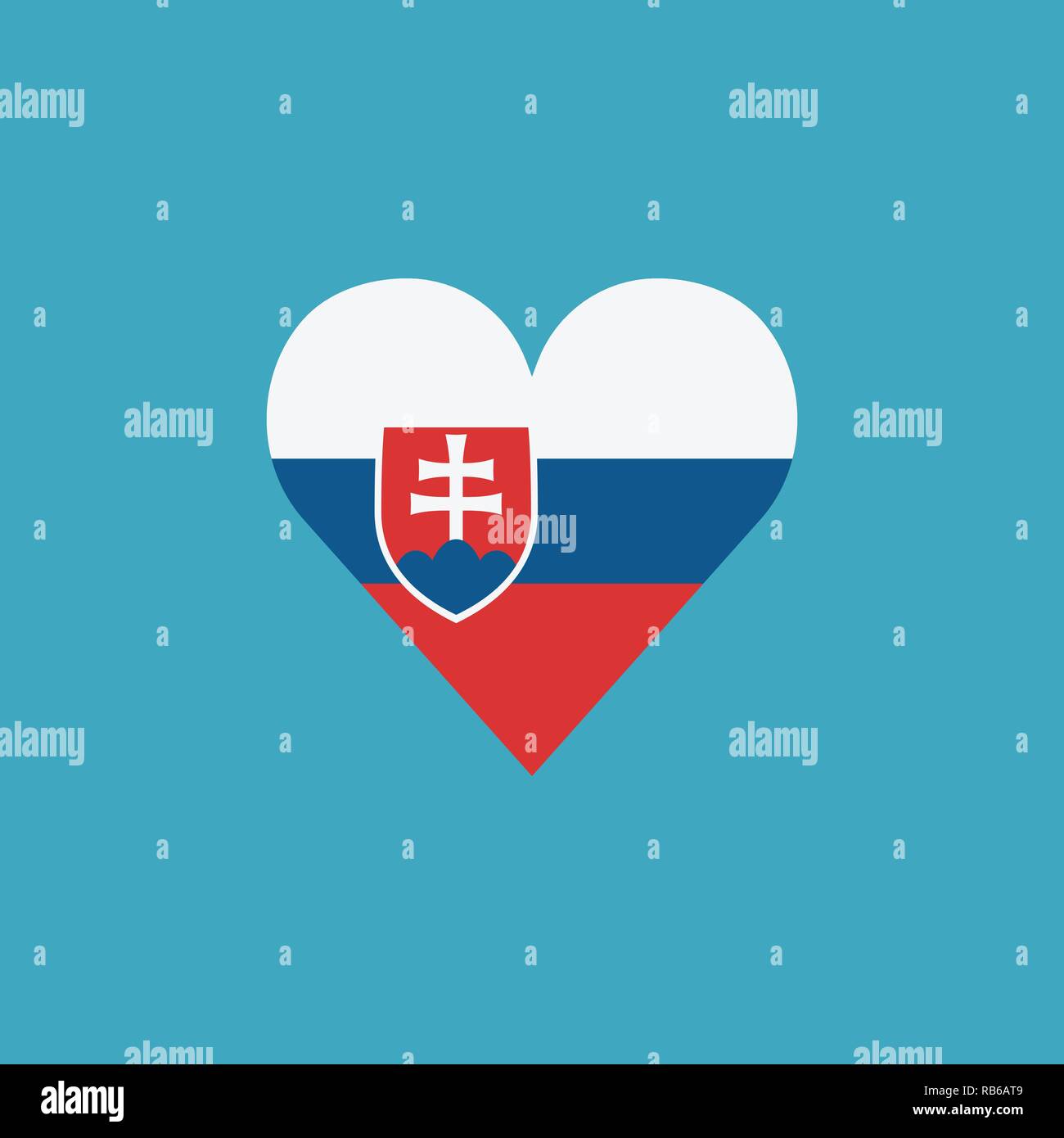 Slovakia flag icon in a heart shape in flat design. Independence day or ...