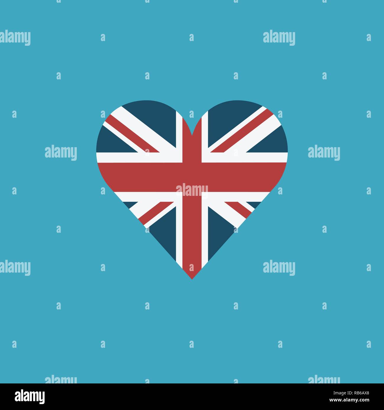 United Kingdom flag icon in a heart shape in flat design. Independence ...