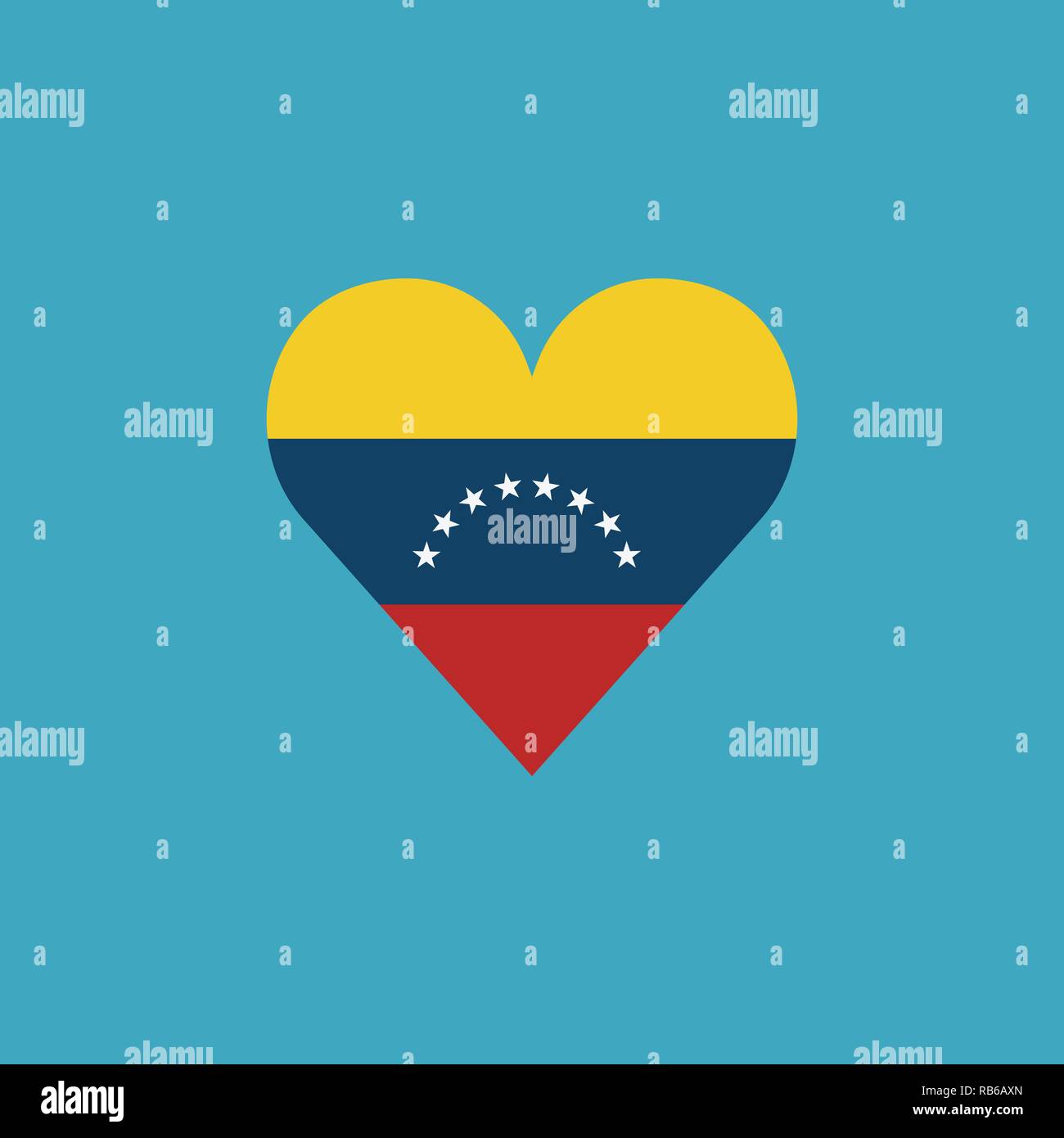 Venezuela flag icon in a heart shape in flat design. Independence day ...