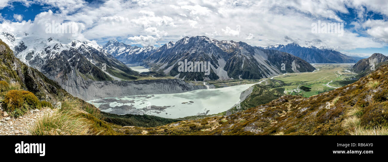 Sealy Tarns Track view, Aoraki, Mount Cook, New Zealand, NZ Stock Photo ...
