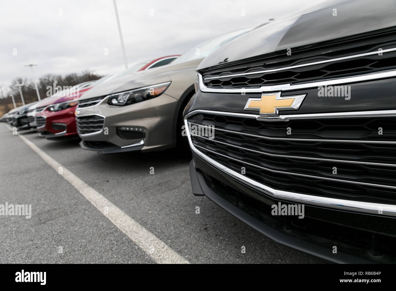 New Chevrolet (Chevy) sedan vehicles on a dealer lot in Muncy ...