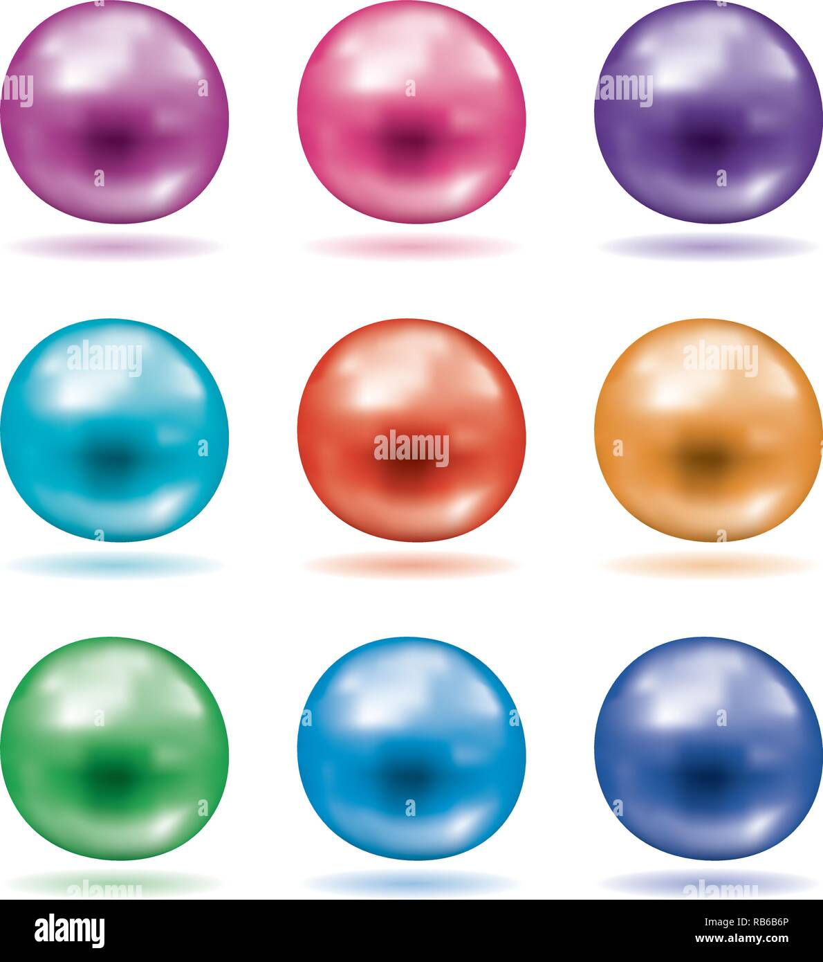 vector set of shiny pearls. colorful shell pearl symbols isolated on ...