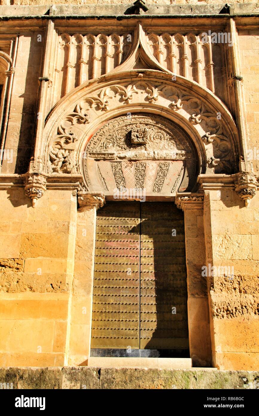 Beautiful and colossal door of the Mosque of Cordoba in Spain Stock ...