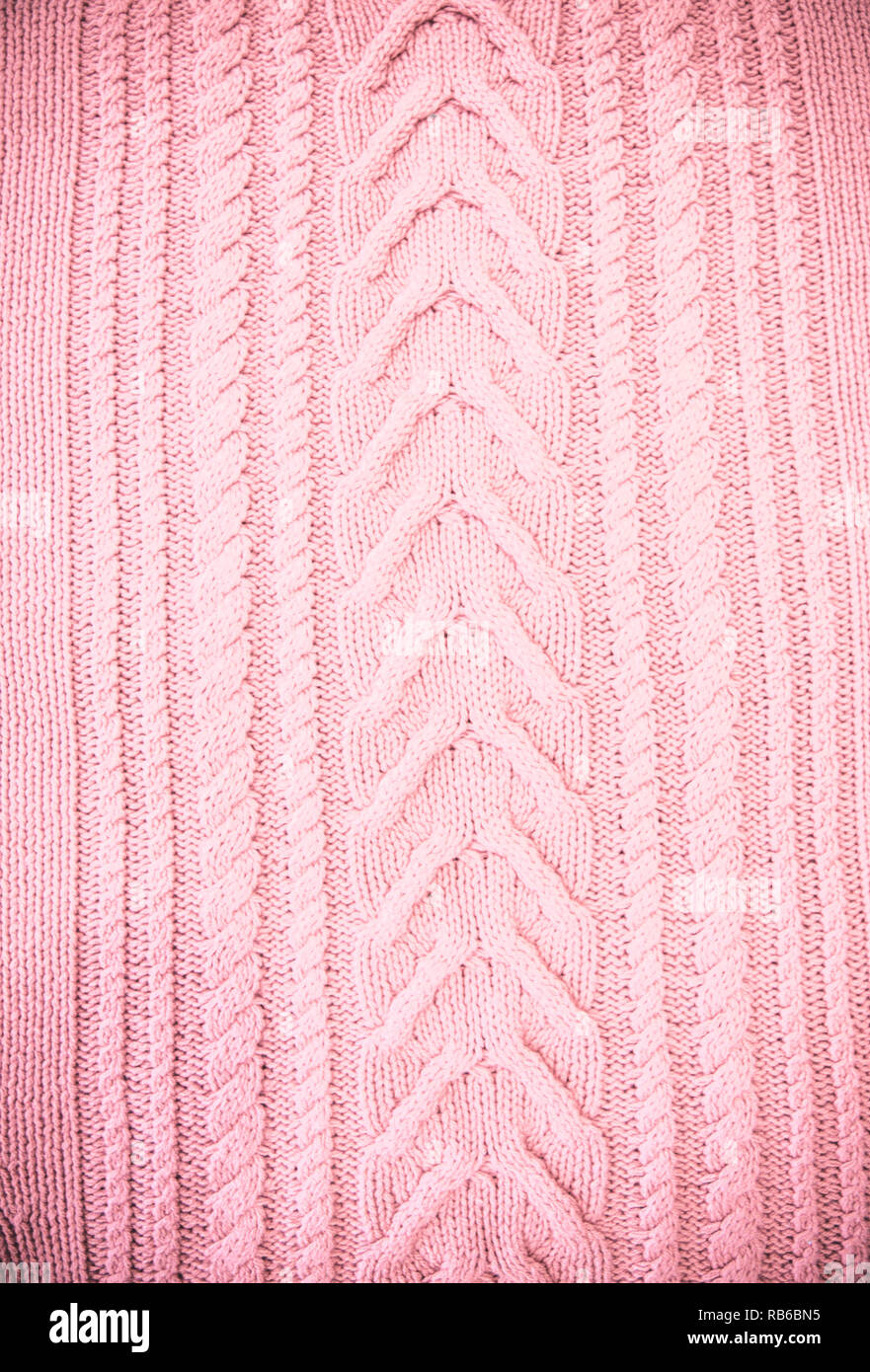 Pink Blush Terracotta Knitted pattern wool sweater texture close up ...