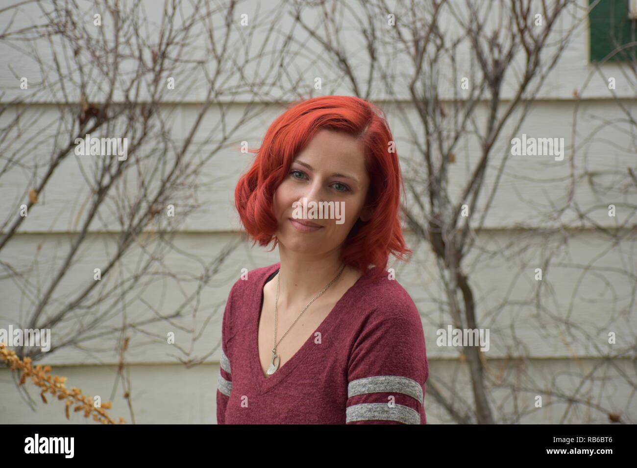 Pretty Red Haired Lady Stock Photo - Alamy
