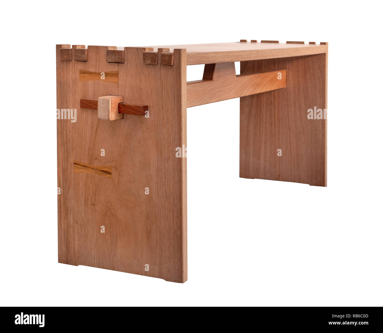 Bench. Wooden. of rough planks and logs. rustic bench of ecological ...