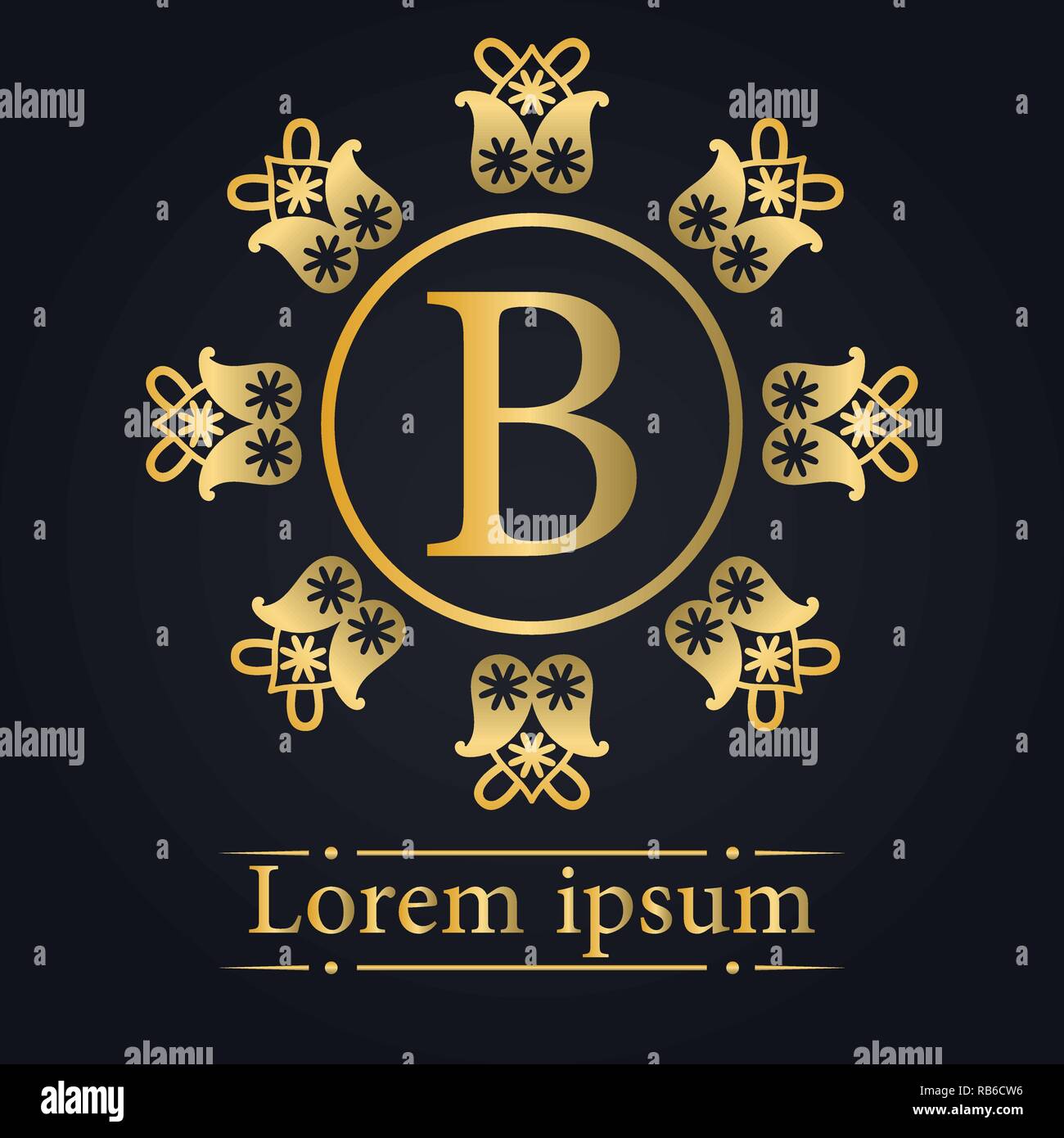 Letter B Golden Monogram Stock Vector Image & Art - Alamy