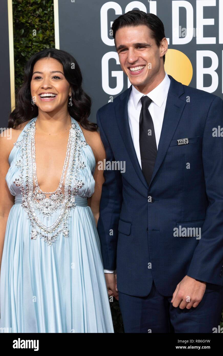 Gina Rodriguez and Joe LoCicero attend the 76th Annual Golden Globe ...