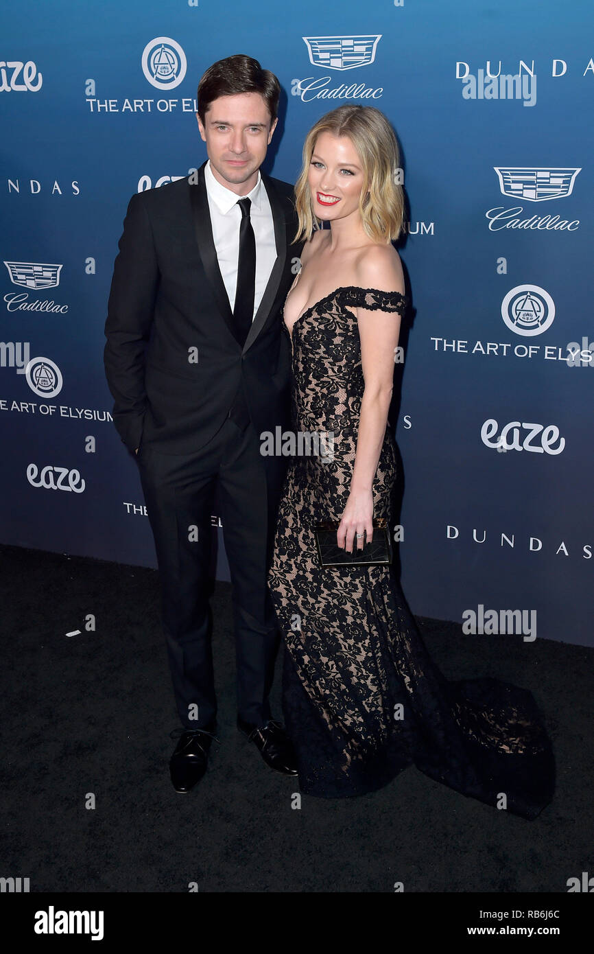 Los Angeles, USA. 5th Jan 2019. Topher Grace and his wife Ashley ...