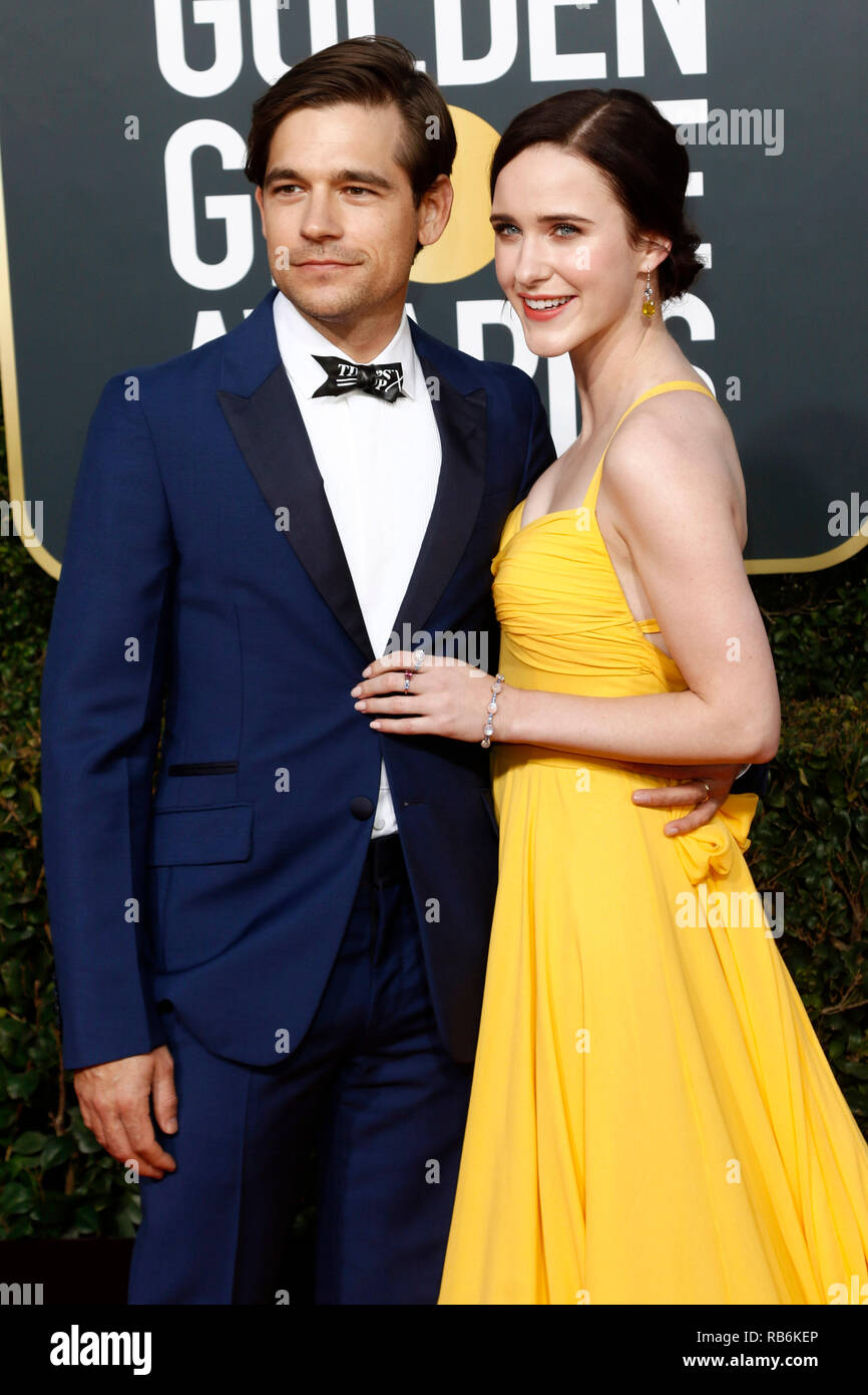 Jason Ralph and Rachel Brosnahan attending the 76th Annual Golden Globe ...